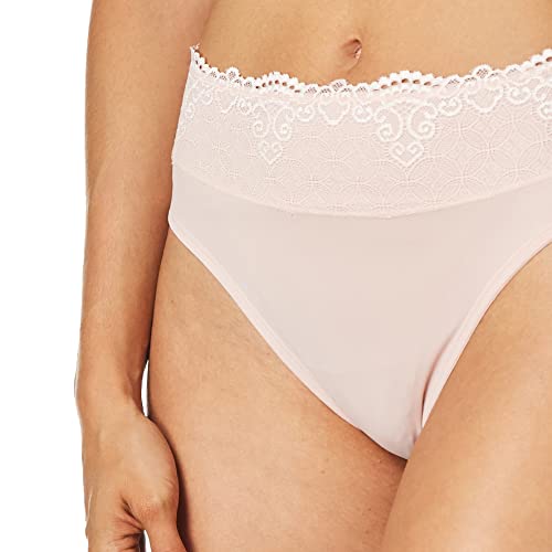 Bali Women's Hi-Cut Panties, High-Waisted Smoothing Panty, High-Cut Brief Underwear for Women, Comfortable Underpants, Sheer Pale Pink, Medium