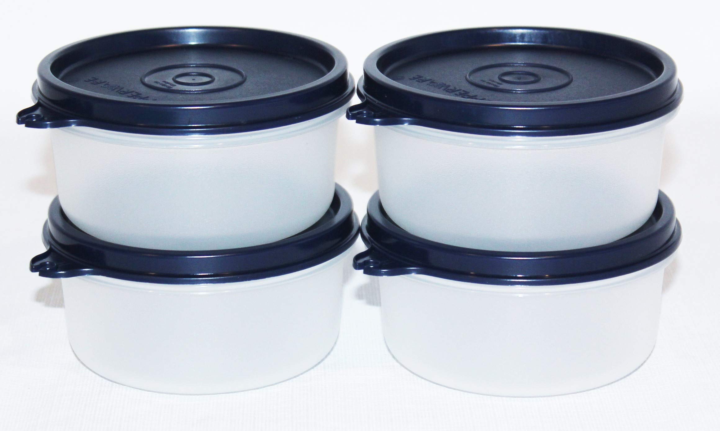 Tupperware Set of 4 Serving Snack Cups 8 Ounce Navy Blue Seals