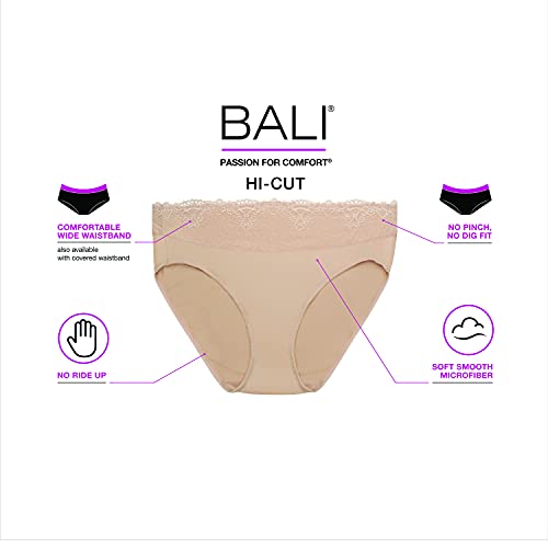 Bali Women's Hi-Cut Panties, High-Waisted Smoothing Panty, High-Cut Brief Underwear for Women, Comfortable Underpants, Sheer Pale Pink, Medium