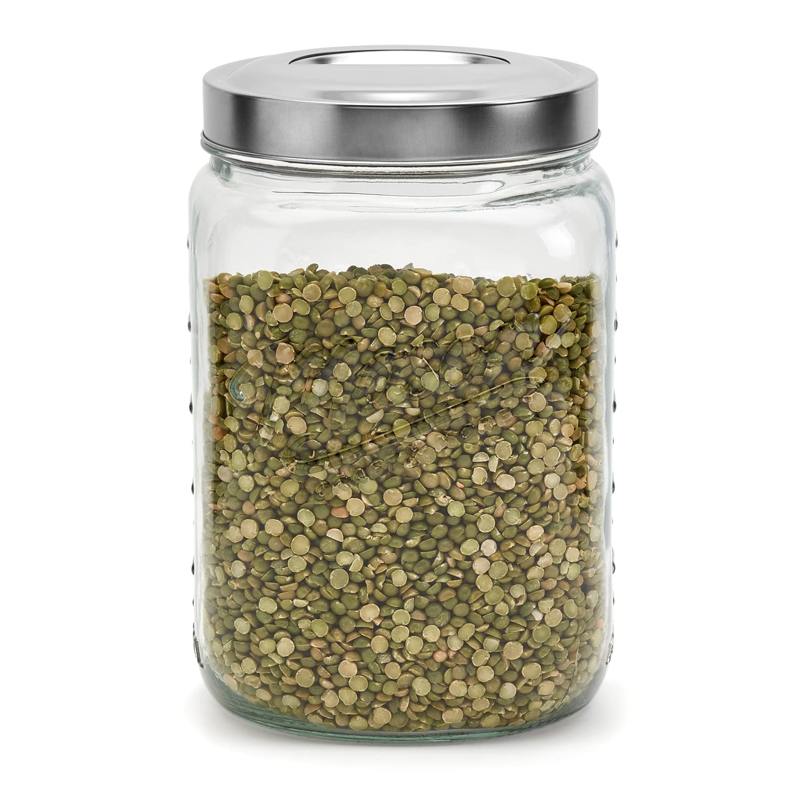 Mason Craft & More Airtight Kitchen Food Storage Clear Glass Pop Up Lid Canister, Large 3.6 Liter Pop Up Canister