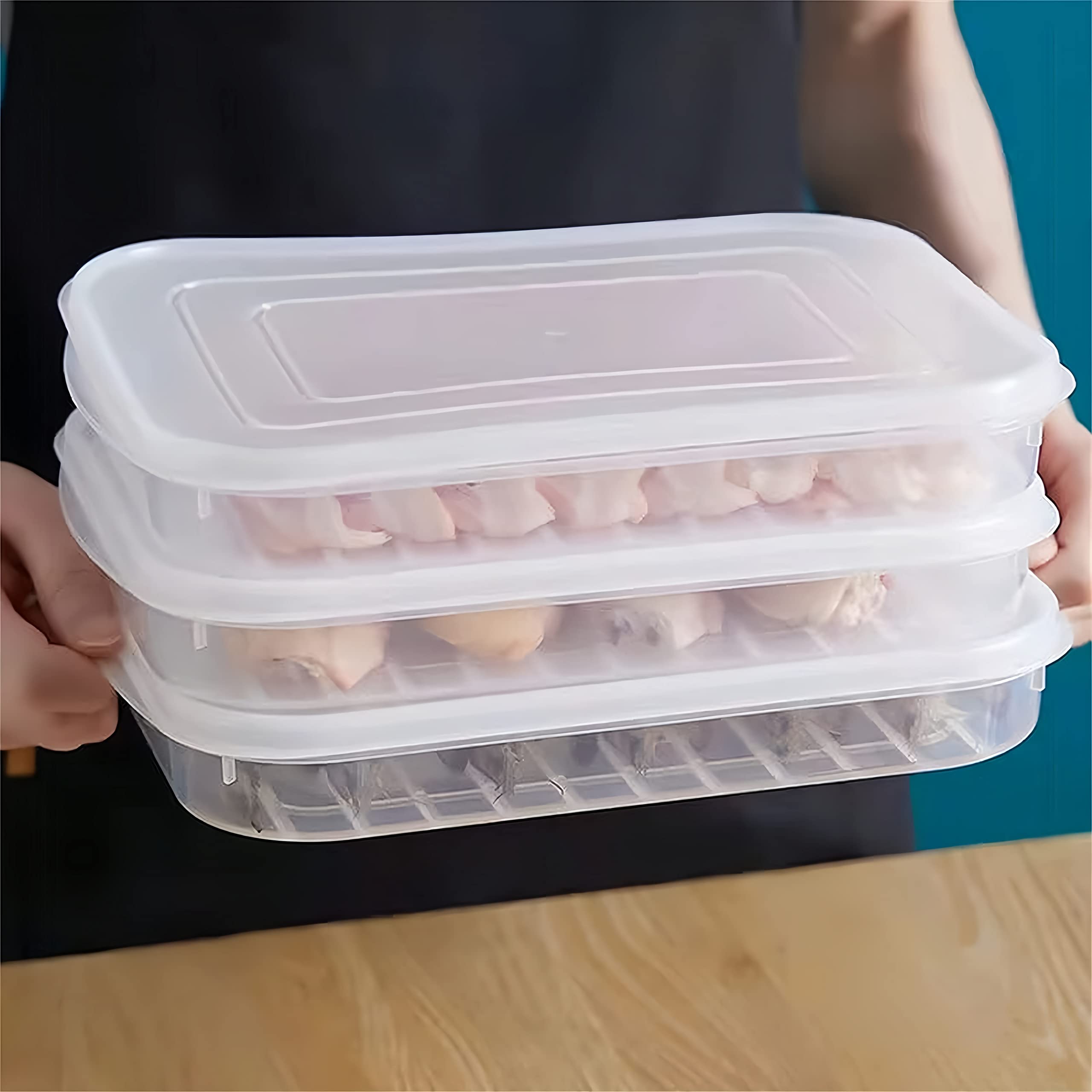 wulikanhua 2 Pack-Plastic Bacon keeper with Lids Airtight, Deli Meat Cold Cuts Cheese Saver Food Storage Containers for Refrigerators, Freezer,Shallow Low Profile Christmas Cookie Holder