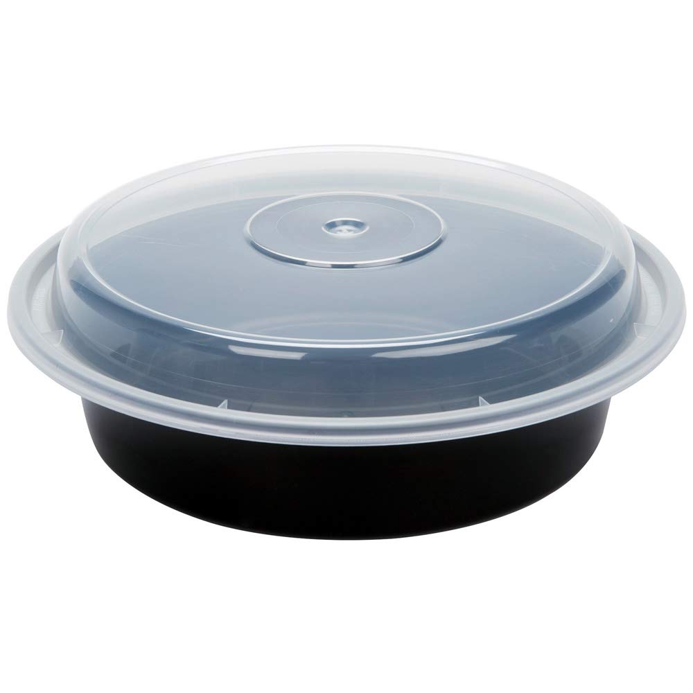 Pactiv [20 Sets] Round Meal Prep Containers with Lids, Food Storage, Take Out, Lunch Box, Portion Control, Microwave/Dishwasher/Freezer Safe, BPA Free, Factory Sealed, Made in USA (24 OZ - Medium)