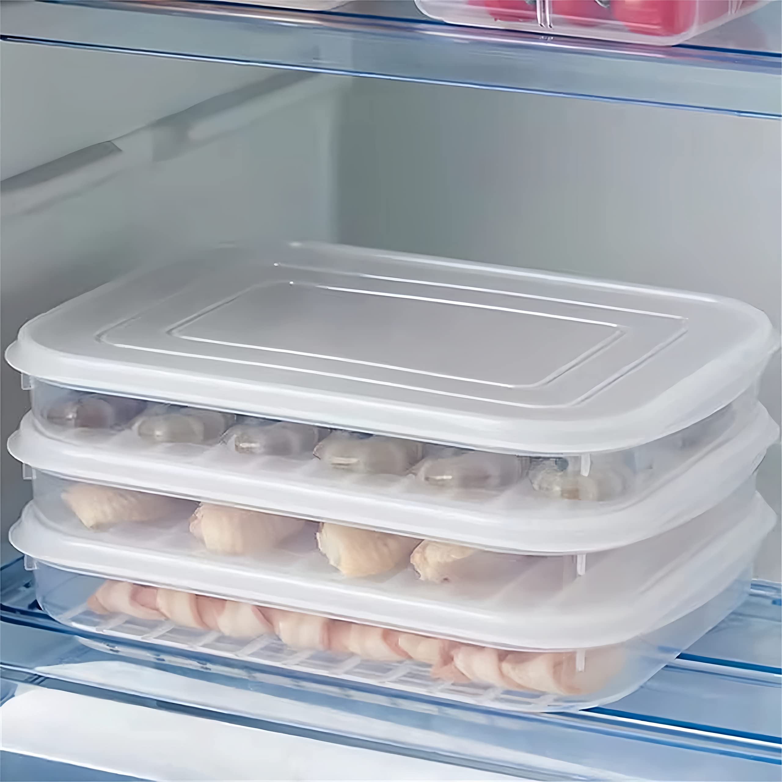 wulikanhua 2 Pack-Plastic Bacon keeper with Lids Airtight, Deli Meat Cold Cuts Cheese Saver Food Storage Containers for Refrigerators, Freezer,Shallow Low Profile Christmas Cookie Holder