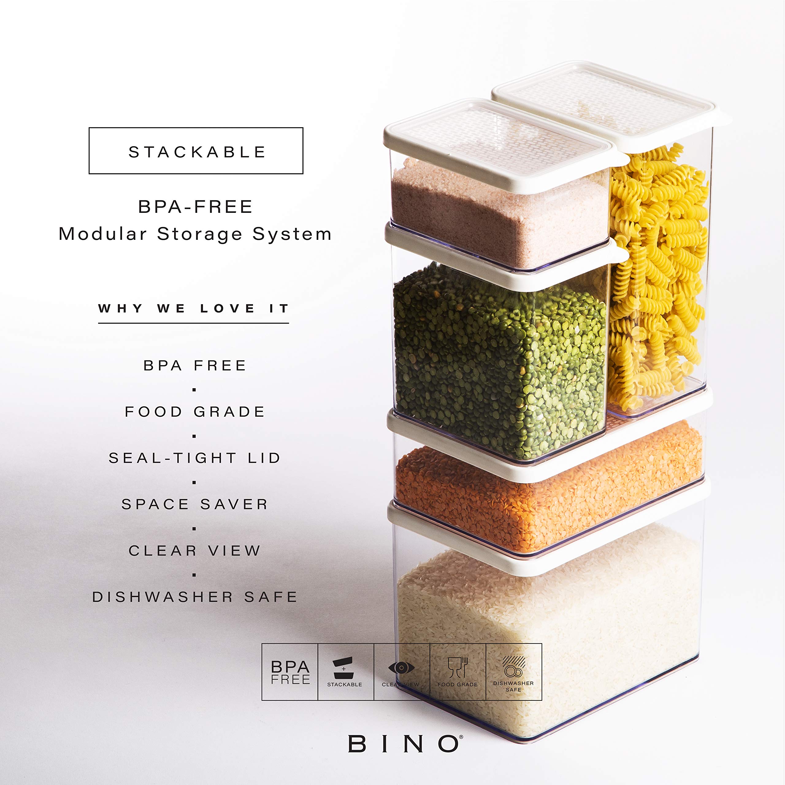 BINO Airtight Food Storage Containers with Lids, 0.9 Qt/820mL, White - Airtight Container Kitchen Storage Containers for Pantry Containers for Organizing Airtight Storage Containers