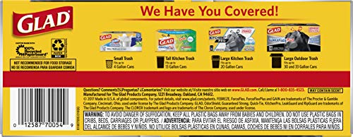 GLAD Strong Quick-Tie Large Trash Bags, 30 Gallon Bags for Large Kitchen Trash Can, 21 Count (Package May Vary)