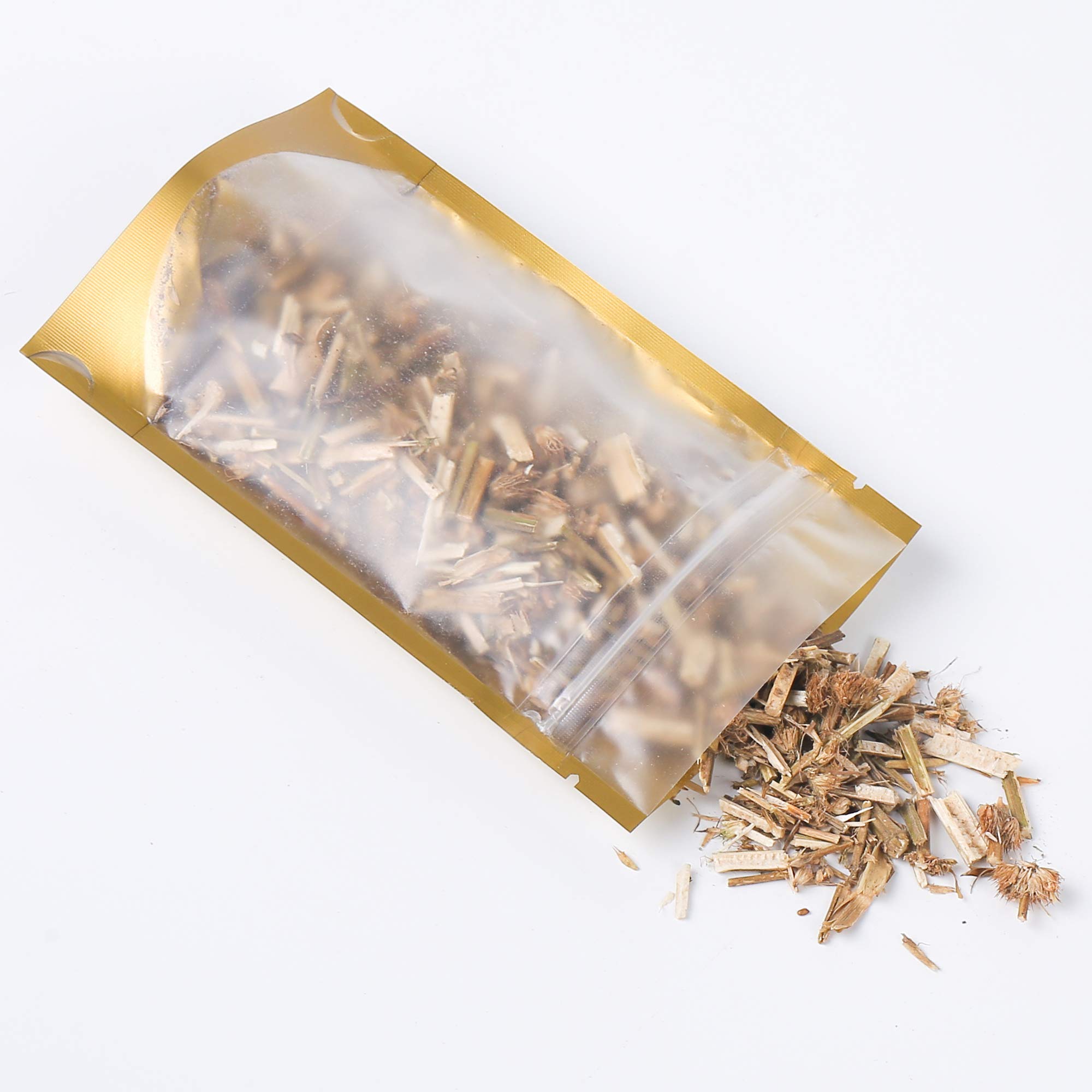 QQ Studio Pack of 100 Translucent Front Matte Gold Poly Plastic Resealable Bags (8.4oz (6" x 9"), Gold Stand-Up Pouch)