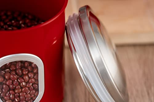 Fortune Candy Stainless Steel Canister Sets with Anti-Fingerprint Lid and Visible Window, Cereal Container Set of 3 (Raspberry Red)