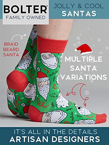 Bolter 6 Pack Men's Christmas Socks Crew Height Dress Socks (Medium, Xmas Party)