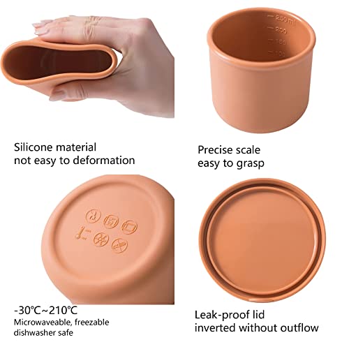 Silicone Bowls with Lids, Silicone Food Storage Containers, Unbreakable, Non-Slip, BPA Free, Airtight, Microwave/Dishwasher/Freezer-Safe, Indoor And Outdoor Use (8.5oz,24oz)