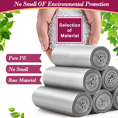 4 Gallon/180pcs Small Silver Grey Trash Bags Strong Grey Garbage Bags, Bathroom Trash Can Bin Liners, Plastic Bags for Office, Waste Basket Liner, Fit 12-15 Liter, 3,3.5,4,4.5 Gal(Silver Grey 180)