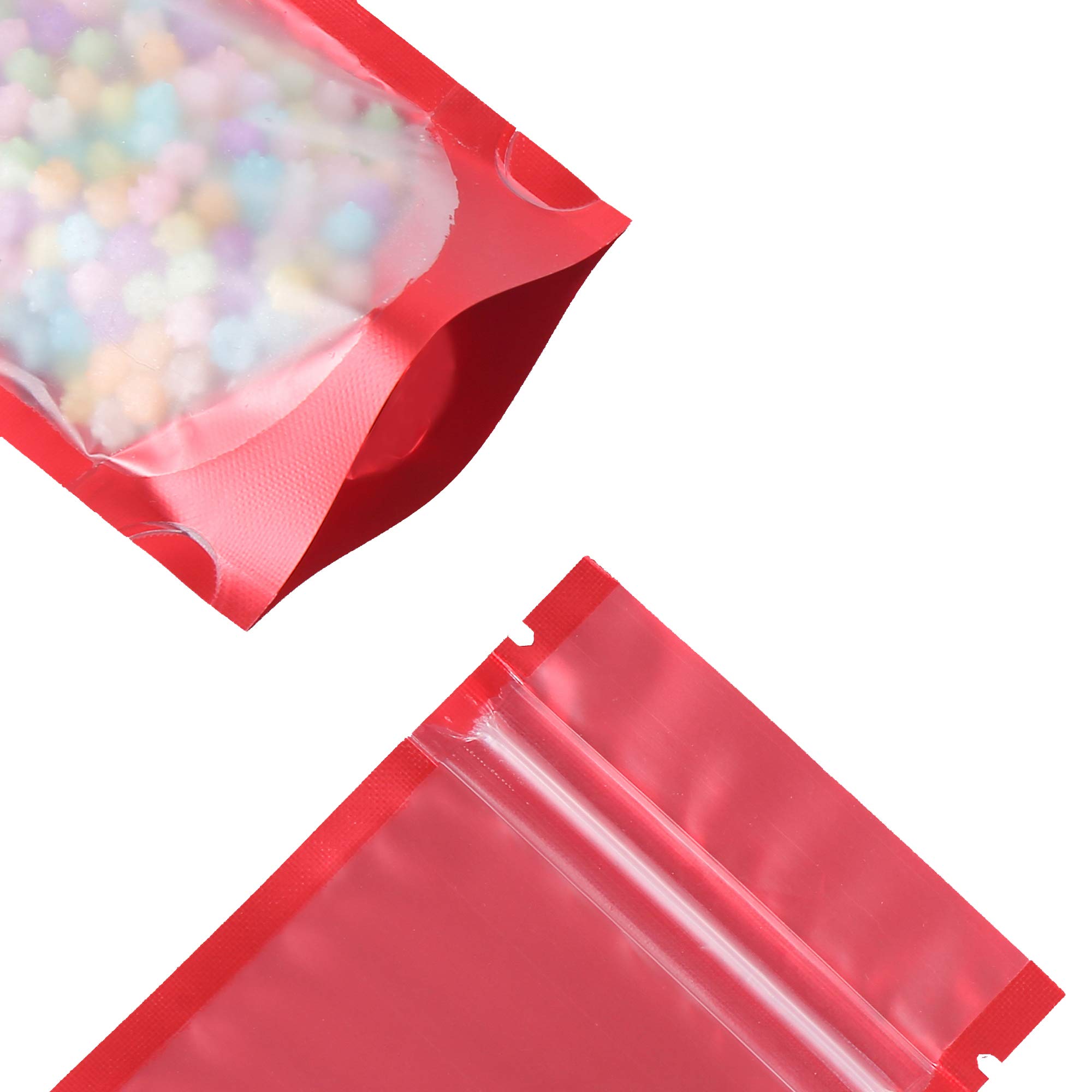 QQ Studio Pack of 100 Translucent Front Matte Red Poly Plastic Resealable Bags (8.4oz (6" x 9"), Red Stand-Up Pouch)