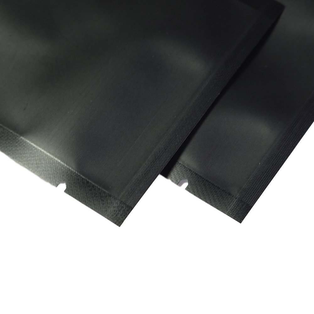 QQ Studio Clear Open Top Colored Metallic Mylar Bag (100 Bags) (Black, Open | 3.1" x 4.7")