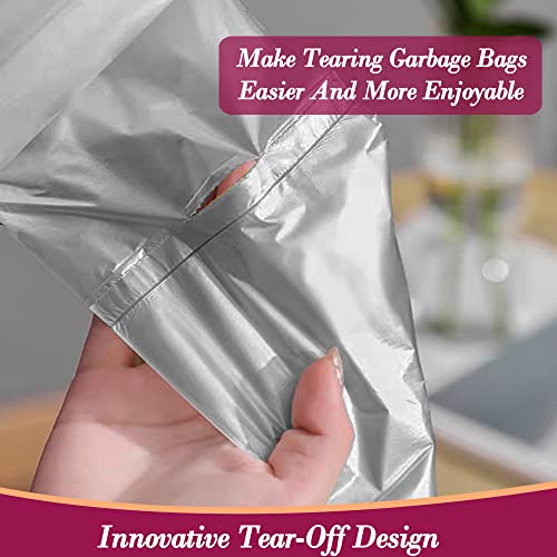 4 Gallon/180pcs Small Silver Grey Trash Bags Strong Grey Garbage Bags, Bathroom Trash Can Bin Liners, Plastic Bags for Office, Waste Basket Liner, Fit 12-15 Liter, 3,3.5,4,4.5 Gal(Silver Grey 180)