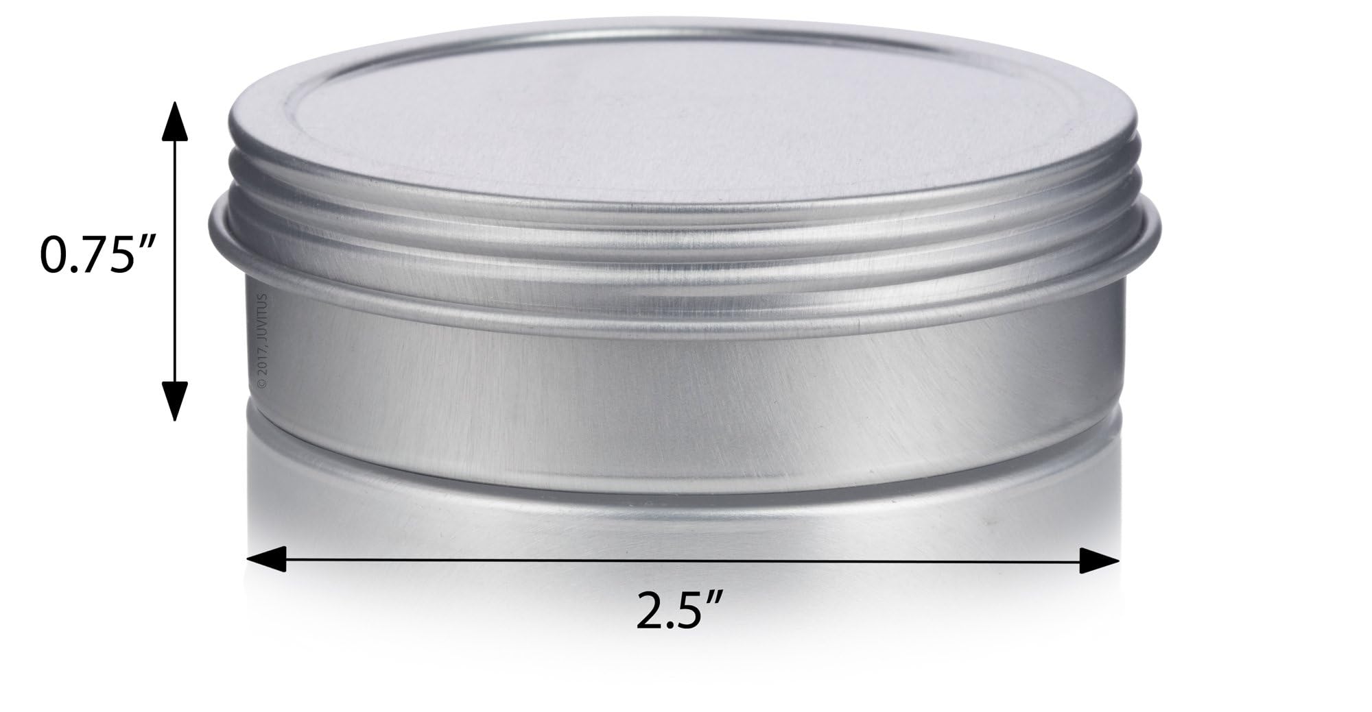 JUVITUS 1 oz Metal Steel Tin Flat Container with Tight Sealed Twist Screwtop Cover (8 Pack)