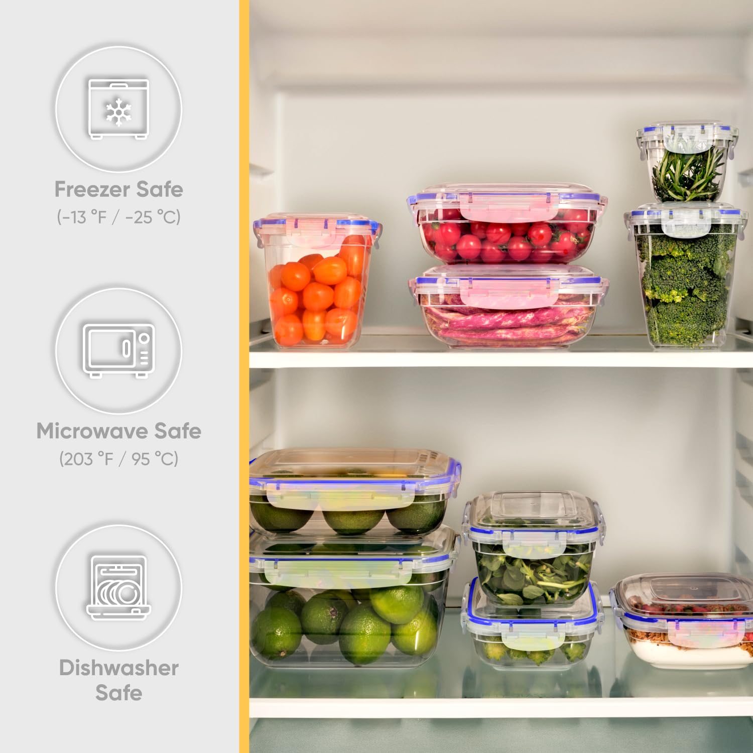 Superio Plastic Food Storage Container Set, BPA Free, Sealed Containers with Airtight Lids for Pnatry, Cupboard, and Fridge- Microwave and Dishwasher Safe (10) (3_Pack)