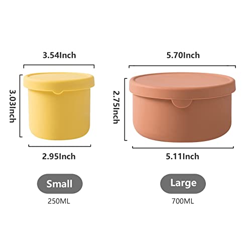Silicone Bowls with Lids, Silicone Food Storage Containers, Unbreakable, Non-Slip, BPA Free, Airtight, Microwave/Dishwasher/Freezer-Safe, Indoor And Outdoor Use (8.5oz,24oz)