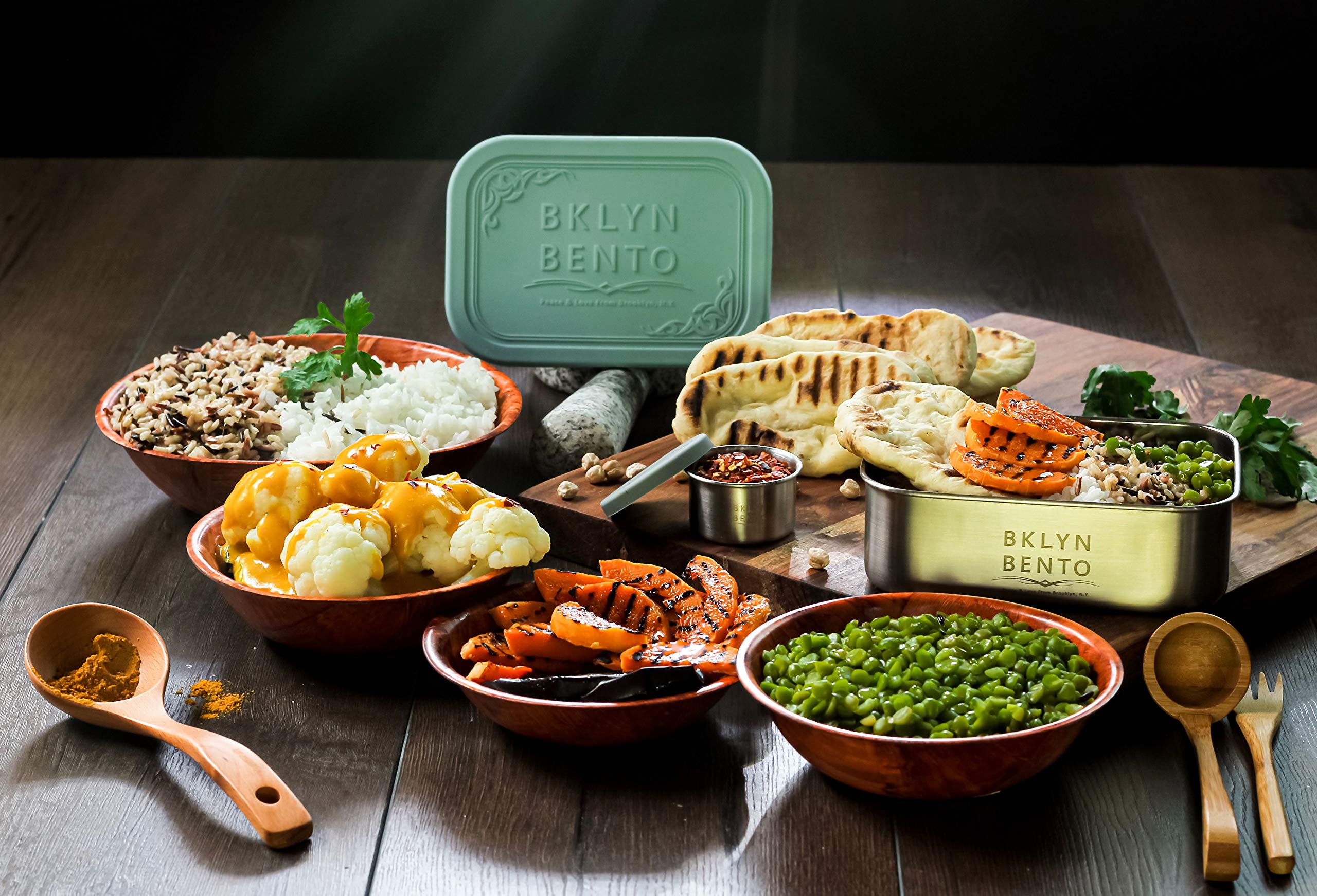 Stainless Steel Food Container & Condiment Holder | Leak Proof Silicone Lid | Metal Lunch Box | Bento Box | Portion Control Snacks Dressings [2 PCS Set/Green]