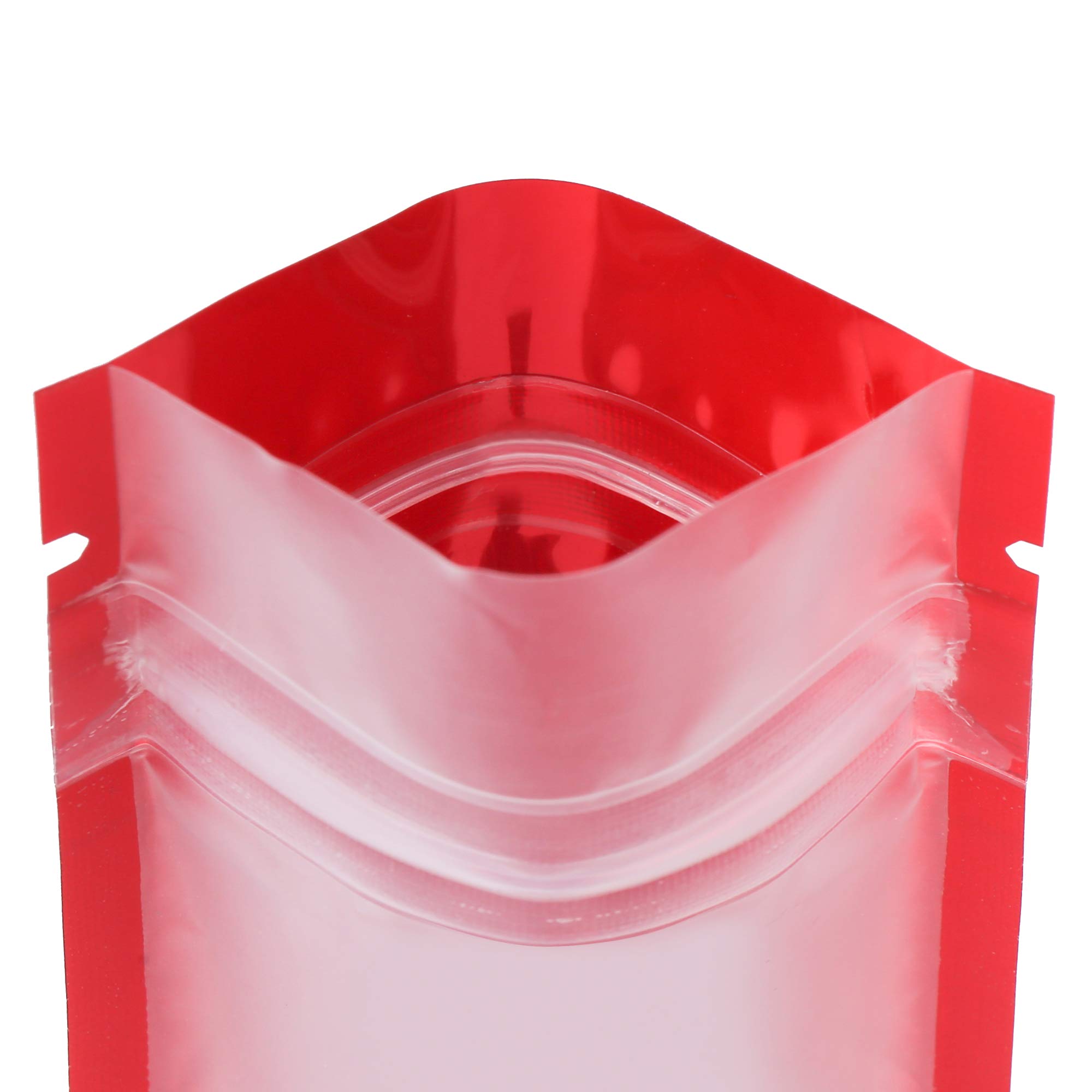 QQ Studio Pack of 100 Translucent Front Matte Red Poly Plastic Resealable Bags (8.4oz (6" x 9"), Red Stand-Up Pouch)
