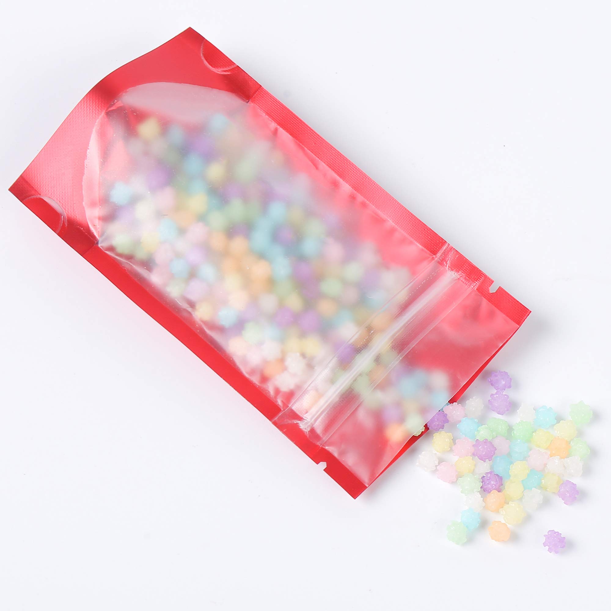 QQ Studio Pack of 100 Translucent Front Matte Red Poly Plastic Resealable Bags (8.4oz (6" x 9"), Red Stand-Up Pouch)