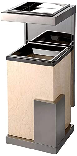 Trash Bin Trash Can Wastebasket Ashtray Garbage Bin 12L Luxury Stainless Steel Trash Can Marble Waste Bin With Ashtray Hotel Lobby Vertical Outdoor Large Garbage Bin Garbage Can Waste Bin ( Color : On