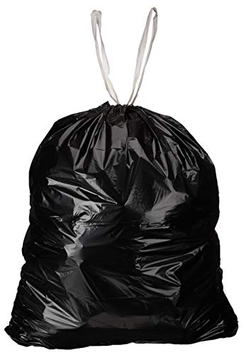 AmazonCommercial 39 Gallon Drawstring Lawn and Leaf Trash Bags 33" x 43" - 1.1 MIL Black Commercial Garbage Bags - 50 Count