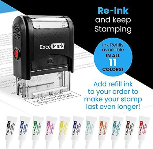 Custom Self-Inking Stamp - Up to 3 Lines - 11 Color Choices and 17 Font Choices (Medium)