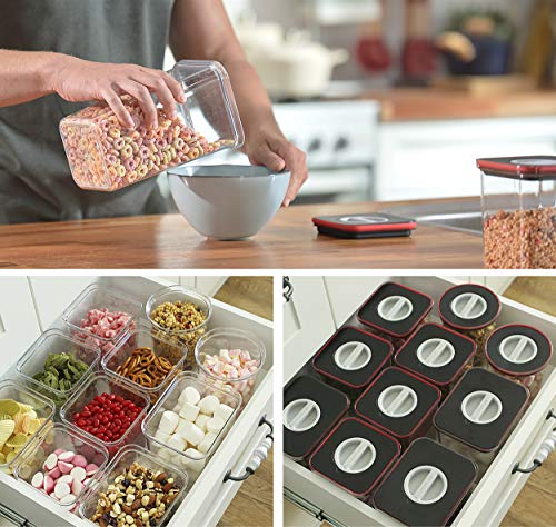 Neoflam Airtight Smart Seal Food Storage Container (Set of 3, Rectangle) | Crystal Clear Body | Modular, Stackable, Nestable Design | Easy to Clean, BPA Free (2.7 L, 91 oz)