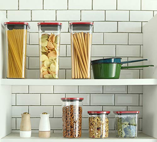 Neoflam Airtight Smart Seal Food Storage Container (Set of 3, Rectangle) | Crystal Clear Body | Modular, Stackable, Nestable Design | Easy to Clean, BPA Free (2.7 L, 91 oz)