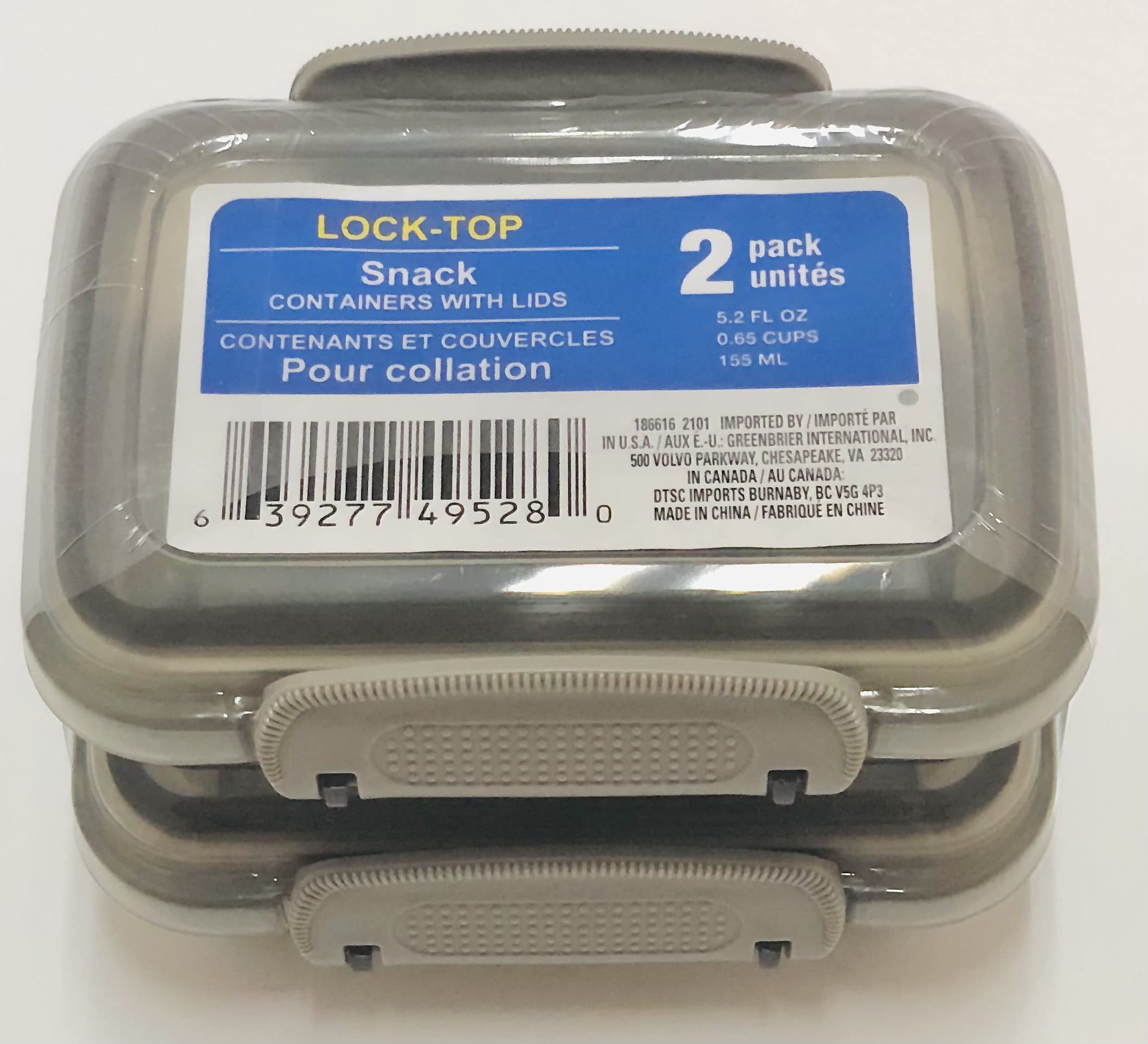 LOCK-TOP SNACK CONTAINERS W LID Stackable Reusable Plastic 5.2 Fl Oz, 2/Pk SELECT: Color (Gray) …