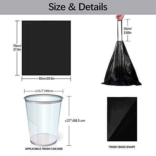 YIHATA 13 Gallon Trash Bags Drawstring Unscented 120 Count Trash Bags 13 Gallon Tall Kitchen Trash Bags Wastebasket for Kitchen Office Home Garden Outdoor Traveling Camping Black (Easy to Separate)