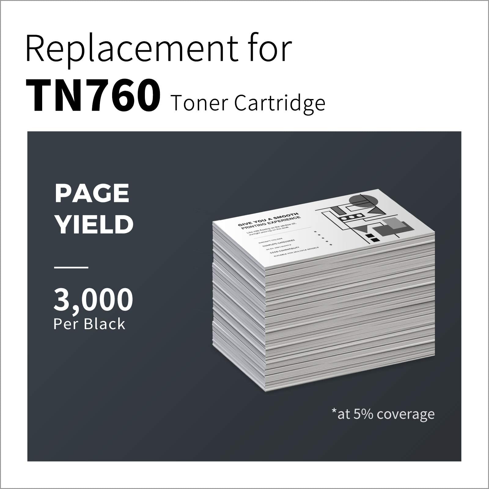 TN760 LemeroSuperx Remanufactured Toner Cartridges Replacement for Brother TN760 TN730 TN 760 Work for HL-L2350DW MFC-L2710DW HL-L2395DW MFC-L2750DW (Black, 2 Pack)