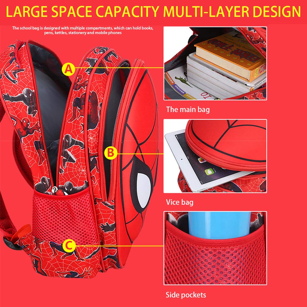 Rafaelle Toddler School Backpack 3D Comic Elementary Student Schoolbag Waterproof Lightweight Kids Bookbags for Boys Girls (BLUE, M)