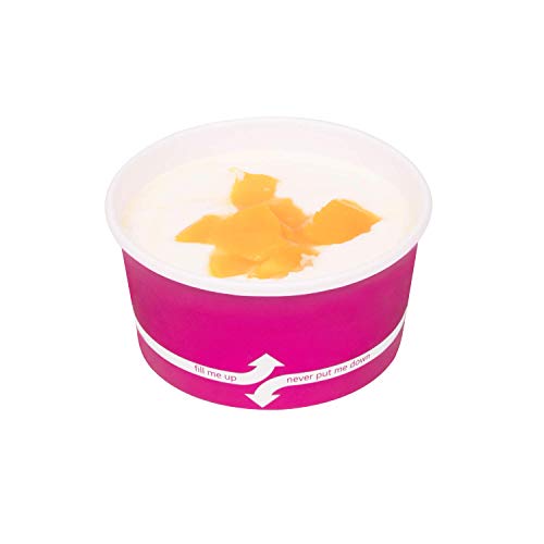 Karat [6oz - 1000 ct] Paper Ice Cream Cups for Hot/ Cold Food - Ideal for Ice Cream, Gelato, Yogurt and Snacks - Pink