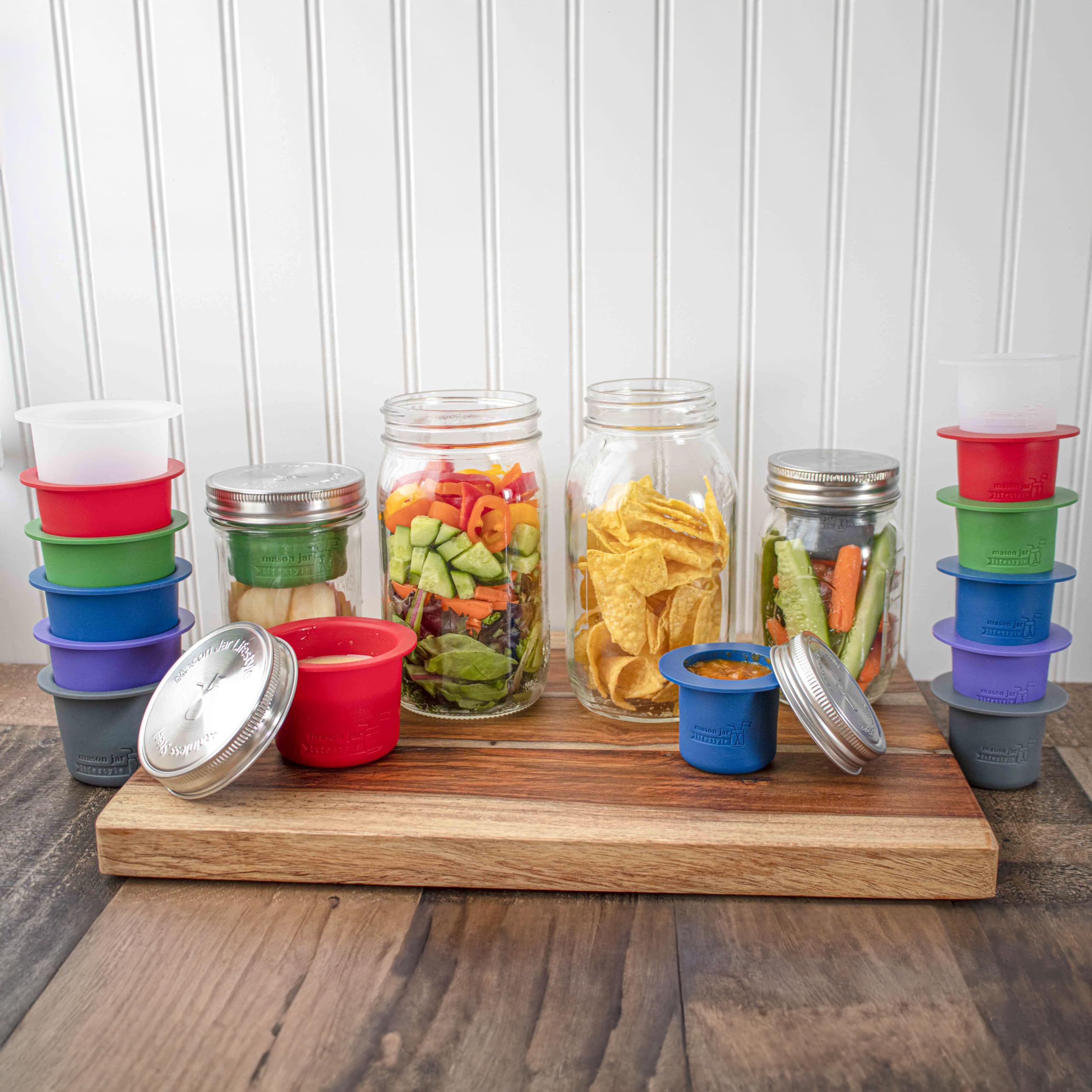 Mason Jar Lifestyle Divider Cup For Salads, Dips, and Snacks. Plastic Free Bento Lunch Container(Charcoal Gray, Regular Mouth)