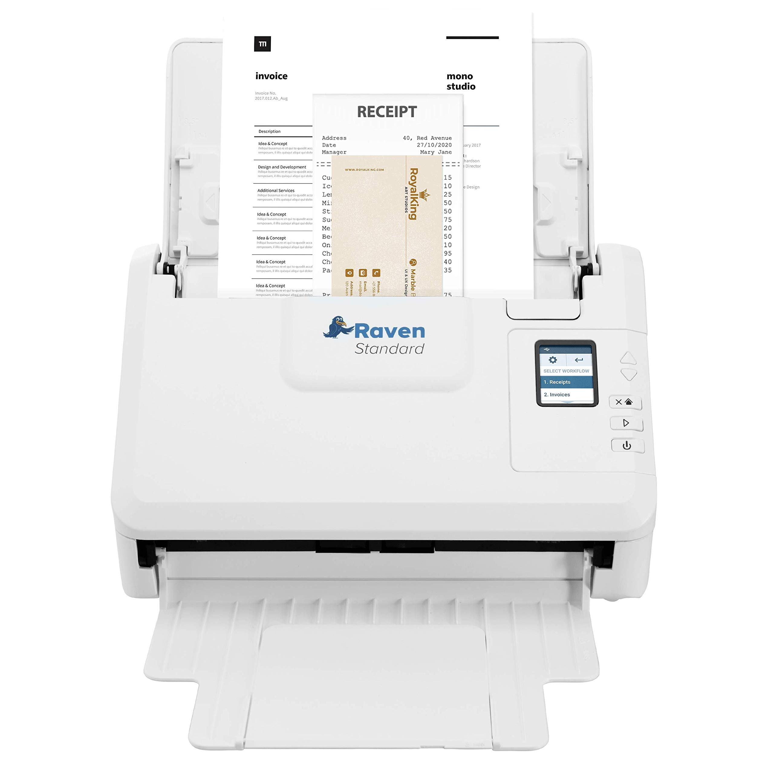Raven Select Document Scanner for Windows PC and Mac Computer, Color, Two Sided Duplex, Auto Document Feeder (ADF), Scan to Cloud, Home or Office Desktop, USB