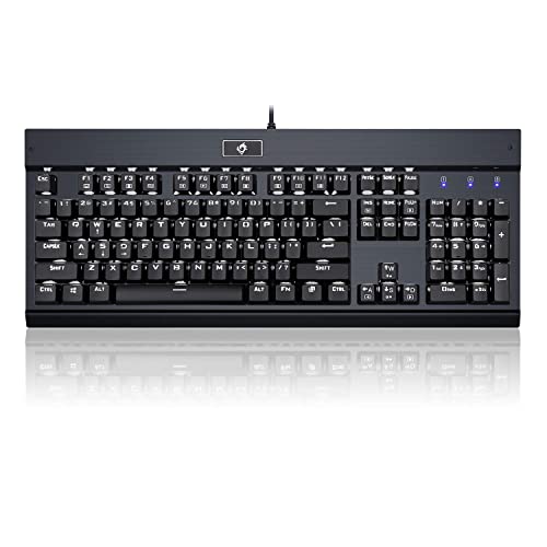 EagleTec KG010 Mechanical Keyboard Wired Ergonomic Brown Switches Equivalent for Office PC Home or Business (Black Keyboard White Backlit)