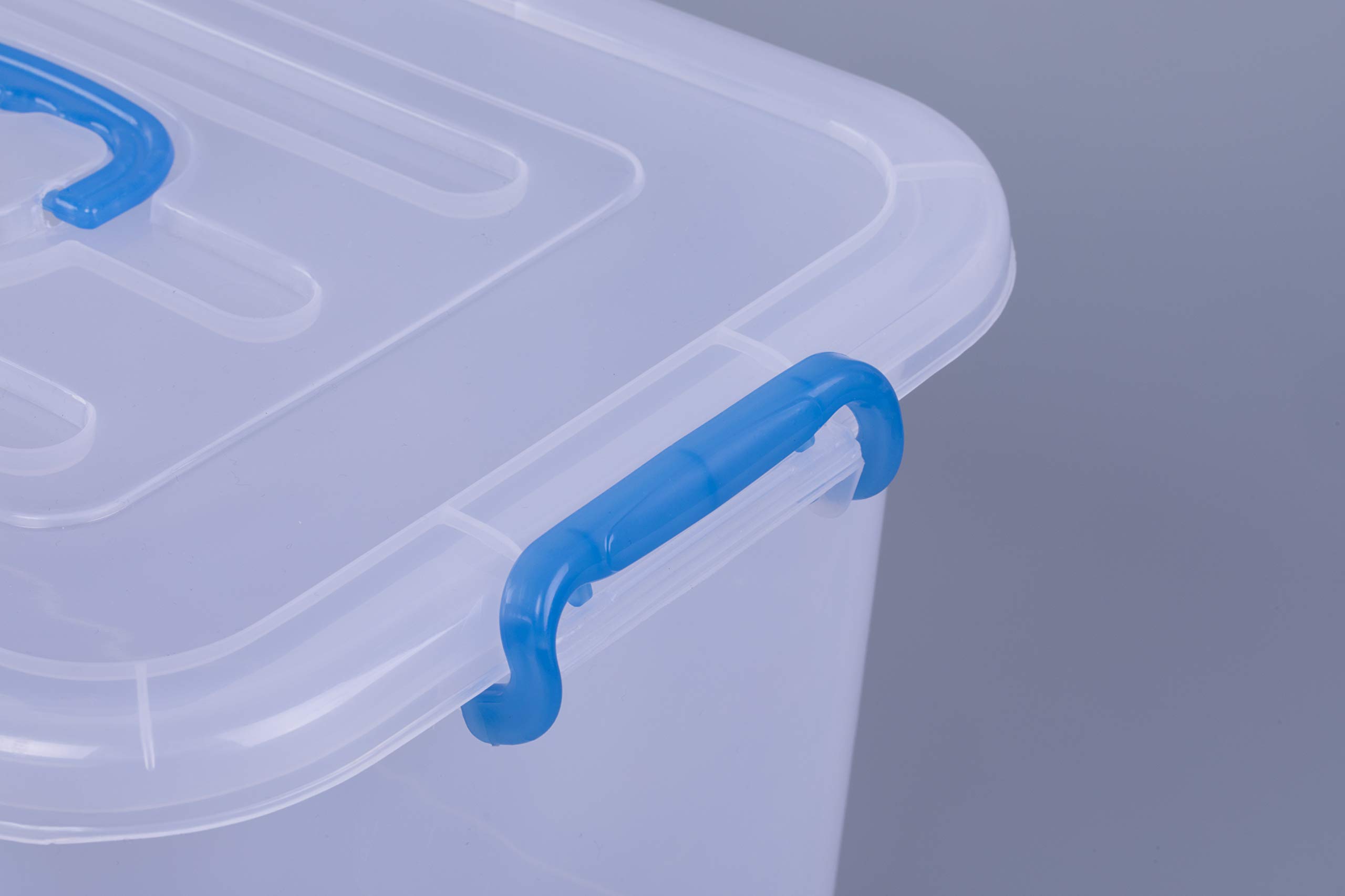 Basicwise Large Clear Storage Container With Lid and Handles, Set of 3