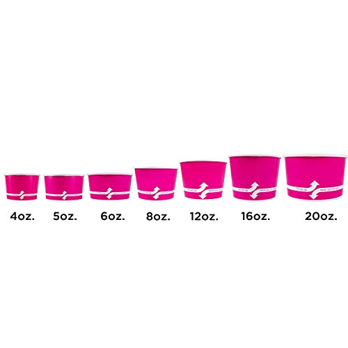Karat [6oz - 1000 ct] Paper Ice Cream Cups for Hot/ Cold Food - Ideal for Ice Cream, Gelato, Yogurt and Snacks - Pink