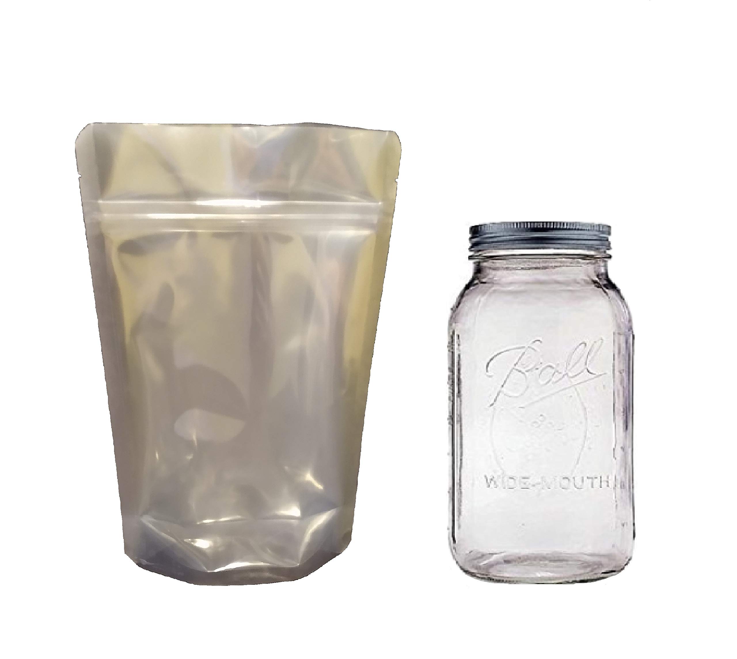 Pleasant Grove Farm 7 Mil Clear Front Mylar Bags Stand Up Gusseted Pouch in Multiple Sizes (50, 1 QUART 7 x 10 inch)