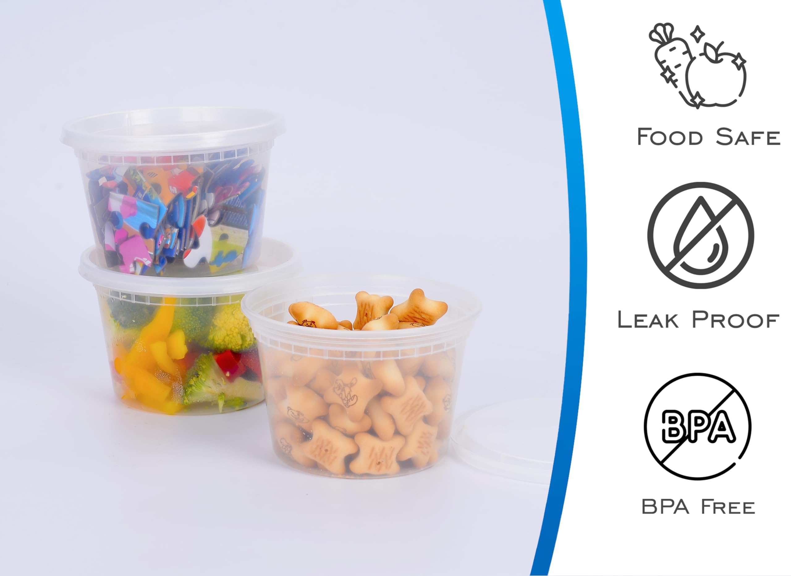 EDI [16 OZ, 25 Sets] Plastic Deli Food Storage Containers with Airtight Lids | Microwave-, Freezer-, Dishwasher-Safe | BPA Free | Heavy-Duty | Meal Prep | Leakproof | Recyclable
