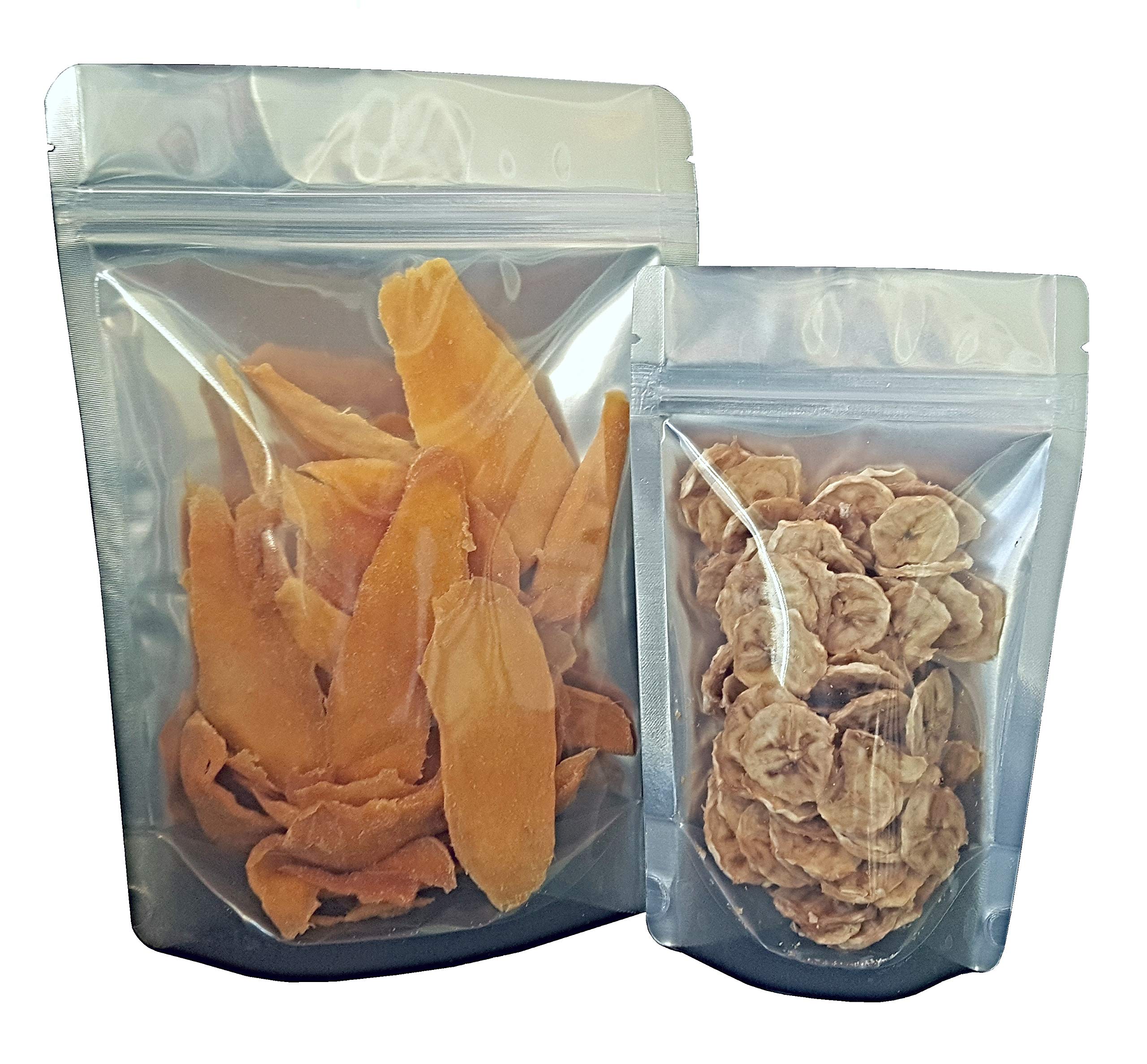 Pleasant Grove Farm 7 Mil Clear Front Mylar Bags Stand Up Gusseted Pouch in Multiple Sizes (50, 1 QUART 7 x 10 inch)