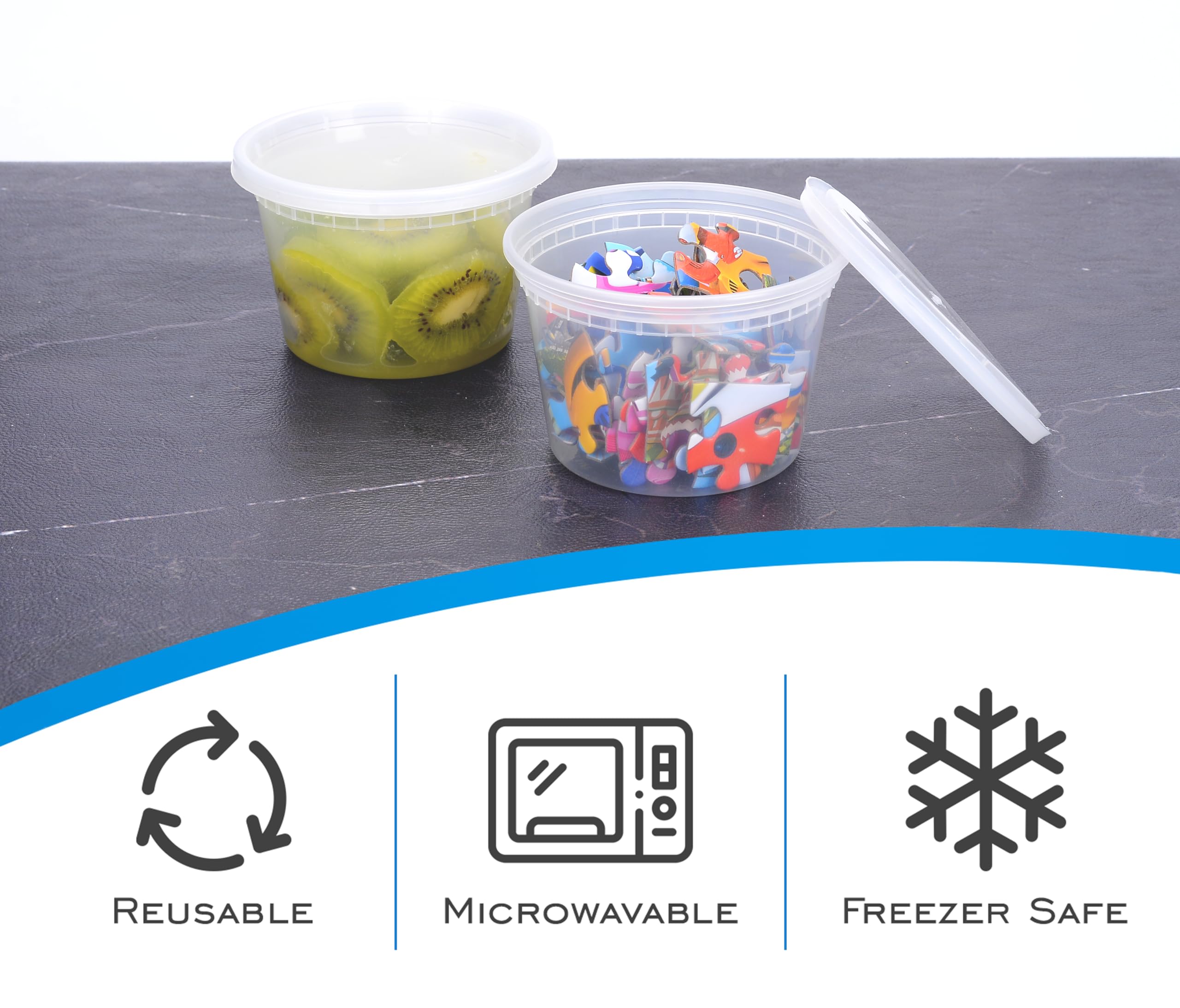 EDI [16 OZ, 25 Sets] Plastic Deli Food Storage Containers with Airtight Lids | Microwave-, Freezer-, Dishwasher-Safe | BPA Free | Heavy-Duty | Meal Prep | Leakproof | Recyclable