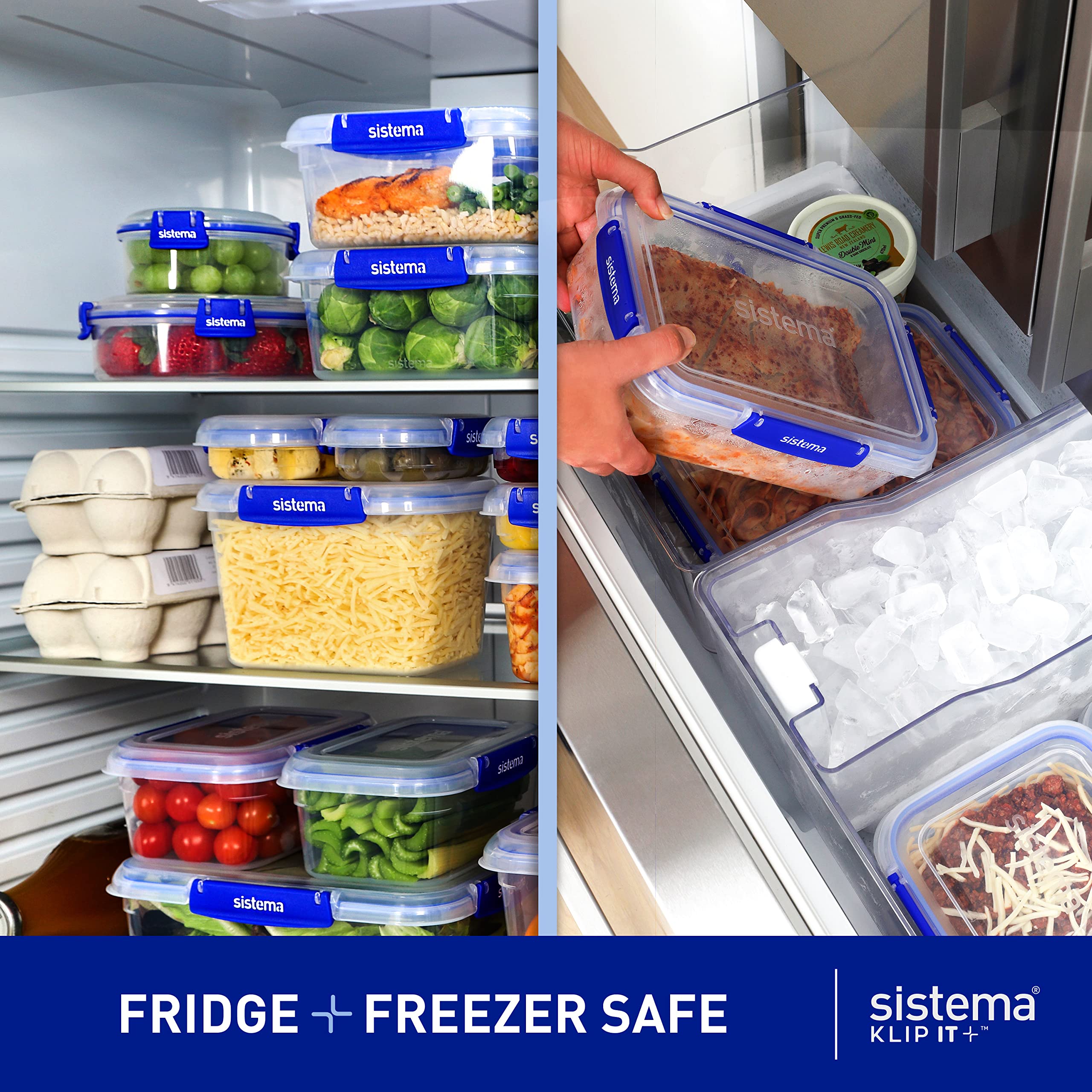Sistema KLIP IT PLUS Food Storage Containers, 400 ml, 3 Piece Airtight Containers Set, Leak-Proof Seal, Easy Locking Clips, Recyclable with TerraCycle, BPA-Free
