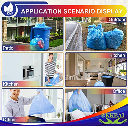 OKKEAI 8 Gallon Kitchen Trash Bags Biodegradable Garbage Bags Thicker 0.98 MIL Recycling Bags Medium Wastebasket Liners for Home Office, Lawn,Bathroom,60 Count (Fits 7-10 Gallon Bins)