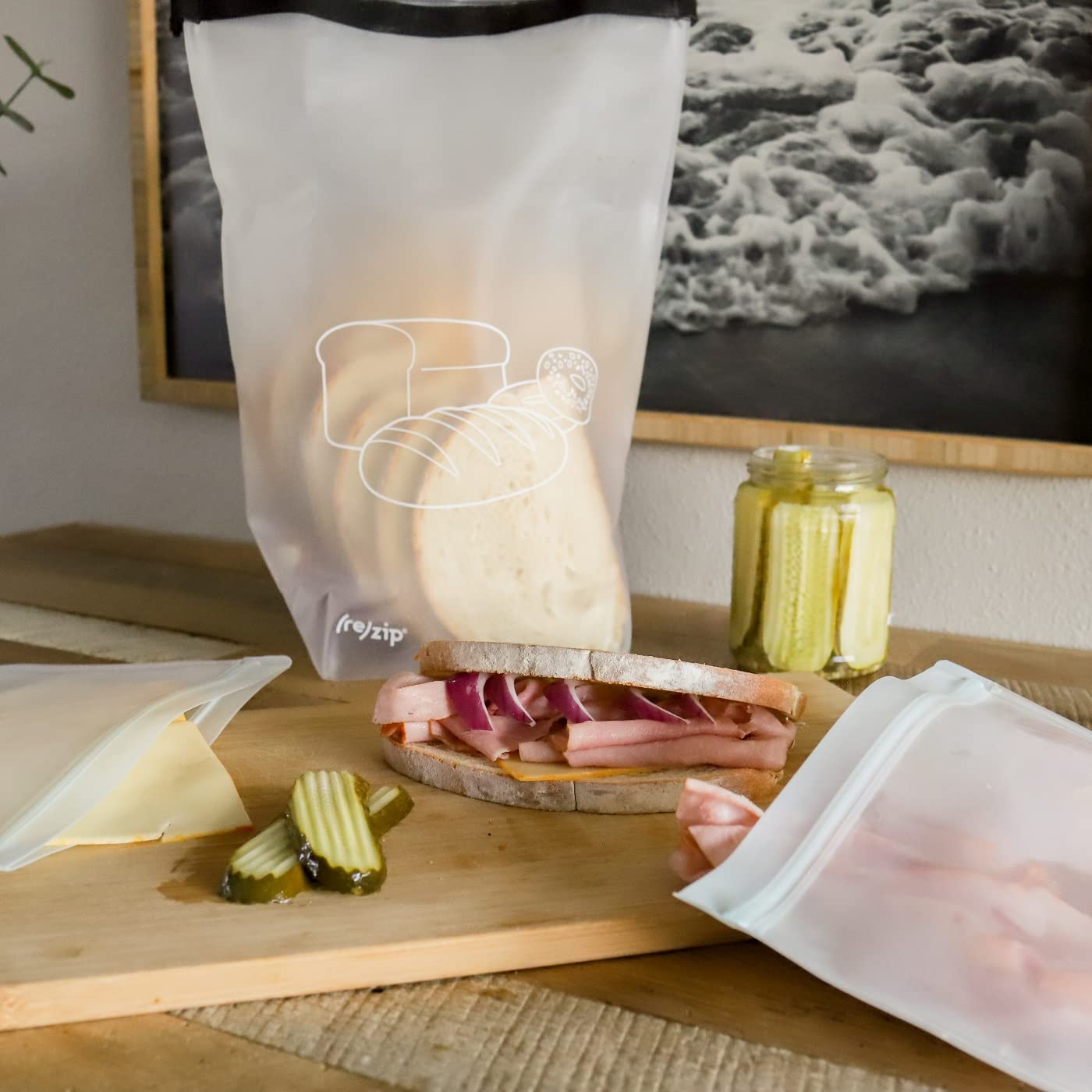 (re) zip Bread, Bagel, & Pantry Storage Bag | BPA-Free, Food Grade, Reusable, Machine Washable, Roll Top | Ideal for Keeping Bread & Baked Goods Fresh
