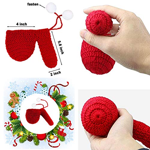 Funny Knit Willy Warmer Men Stocking Stuffer with Snow Balls Naughty White Elephant and Christmas Gag Gifts for Him Husband Boyfriend