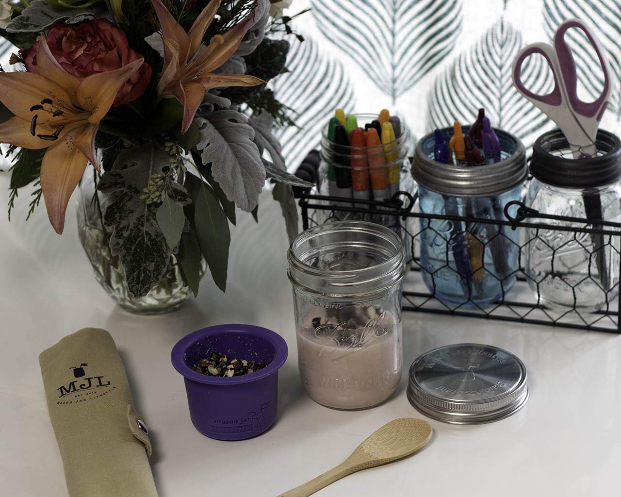 Mason Jar Lifestyle Divider Cup For Salads, Dips, and Snacks. Plastic Free Bento Lunch Container(Charcoal Gray, Regular Mouth)