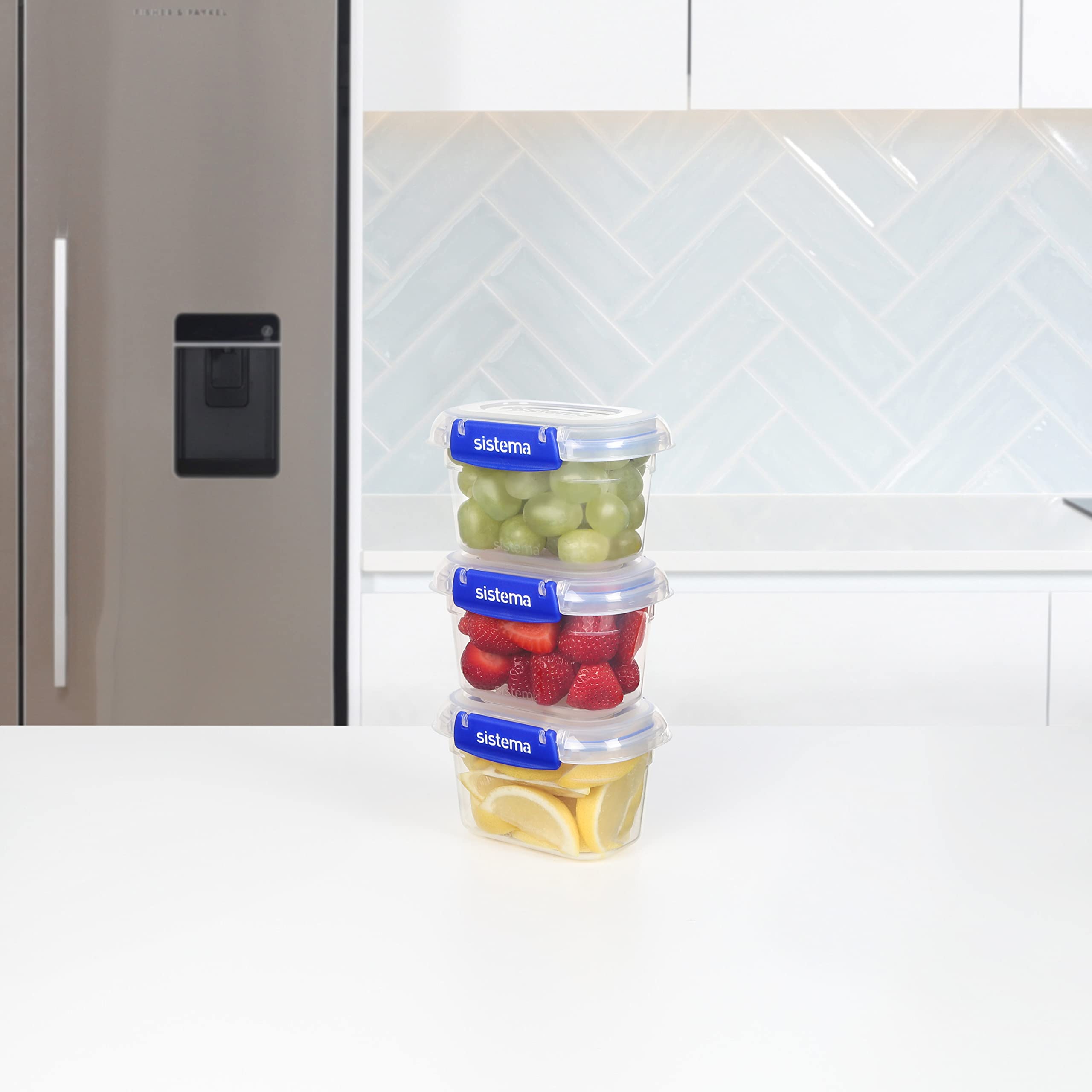 Sistema KLIP IT PLUS Food Storage Containers, 400 ml, 3 Piece Airtight Containers Set, Leak-Proof Seal, Easy Locking Clips, Recyclable with TerraCycle, BPA-Free