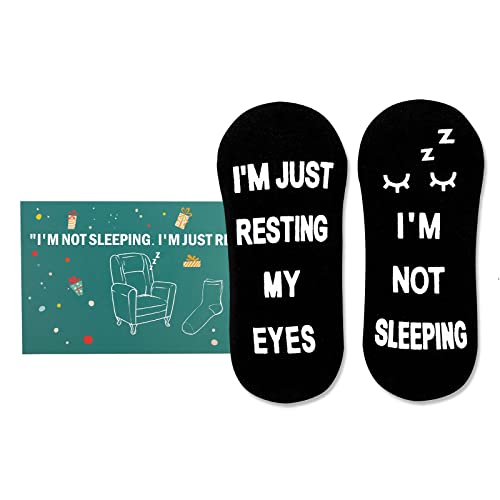 ModernStyle Birthday Christmas Gifts for Dad Men Husband Grandpa Women Grandma Ideas I‘m Not Sleeping I’m Just Resting My Eyes Funny Socks-L
