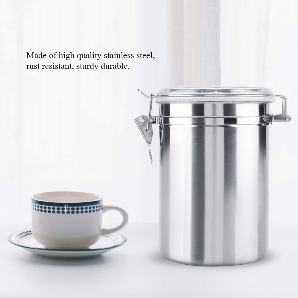 Joyzan Stainless Steel Coffee Canister, Airtight Ground Coffee Bean Storage Container Keep Fresh Organizer Jars Clear Clamp Lid Large Capacity for Kitchen Organization Pantry Tea Flour Sugar 1800ML